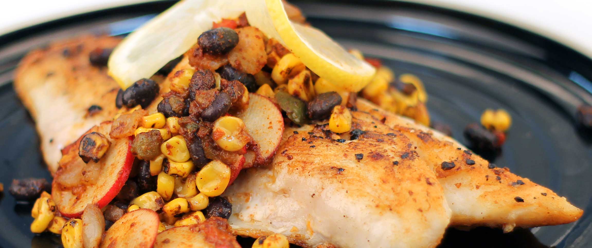 Pan Seared Snapper with Roasted Veggie Relish